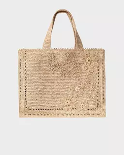 Damska beżowa torba do ręki z rafii Floral marki Zimmermann | Moliera2.com