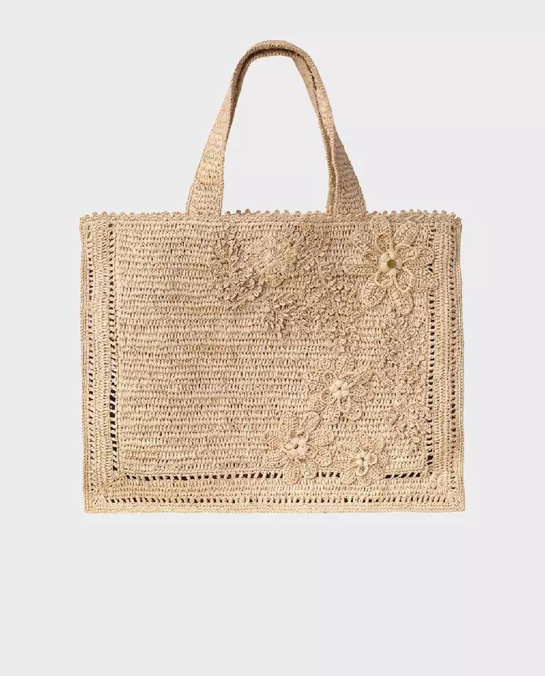 Damska beżowa torba do ręki z rafii Floral marki Zimmermann | Moliera2.com